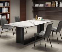 China Modern Stainless Steel Leg Luxury Marble Dining Table for sale