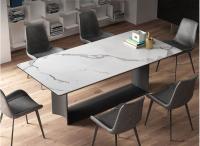 China Modern Stainless Steel Leg Luxury Marble Dining Table for sale