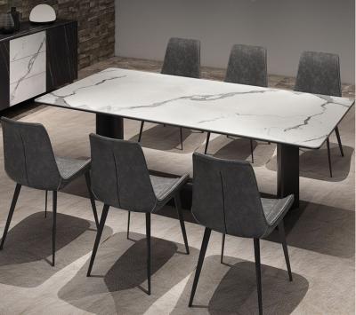 China Modern Stainless Steel Leg Luxury Marble Dining Table for sale