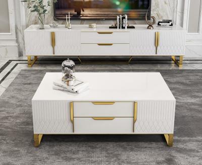China ISO9001 Modern Elegant Home TV Unit Coffee Table Set for sale