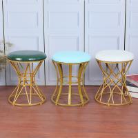 China Indoor Gold Velvet 35cm Stainless Steel Ottoman Dirt Resistant for sale