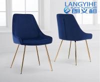 China Iso 9001 120cm Round Marble Effect Dining Table With Fern Velvet Chairs Blue for sale