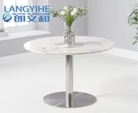China Upholstered Chair 120cm Circle Marble Dining Table for sale