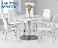 China Upholstered Chair 120cm Circle Marble Dining Table for sale