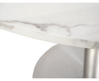 China Upholstered Chair 120cm Circle Marble Dining Table for sale
