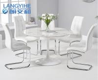 China 120cm White Marble Round Dining Table And Upholstered Dining Chair for sale