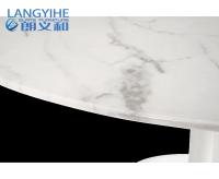 China 120cm White Marble Round Dining Table And Upholstered Dining Chair for sale