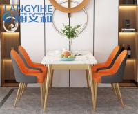 China Rectangular Rock Board Marble Dining Table And Chair Combination for sale