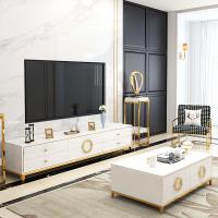 China Stainless Steel TV Stand And Coffee Table Set Luxury Living Room Furniture for sale