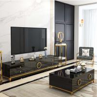 China Stainless Steel TV Stand And Coffee Table Set Luxury Living Room Furniture for sale