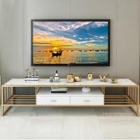 China Luxury Gold Marble Top TV Stand Stainless Steel Frame Long Bench for sale