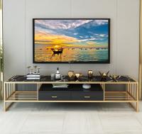 China Luxury Gold Marble Top TV Stand Stainless Steel Frame Long Bench for sale