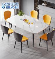 China Metal Minimalist Marble Dining Table And Chair Combination Oval Shape for sale