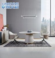 China Household White Marble Round Dining Table With Turntable Stainless Steel for sale