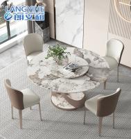 China Turntable Marble Round Dining Table For 4 Light Luxury for sale