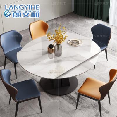 China Rock Slab Telescopic Minimalist Marble Dining Table Round Modern Italian Style for sale