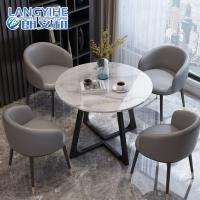 China Light Luxury Rock Slab Circle Marble Dining Table Scalable for sale