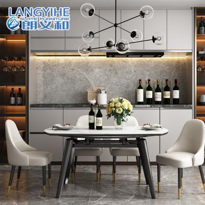 China Household Minimalist Marble Dining Table Telescopic Round Anti Collision for sale