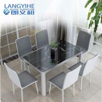 China Nordic Marbled Tempered Glass Dining Table And Chair Combination for sale