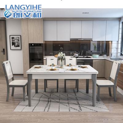 China Solid Wood Rectangular Marble Dining Table Modern And Simple for sale
