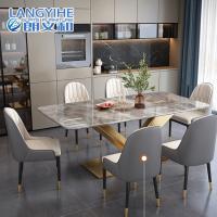 China Modern Rock Slate Rectangular Dining Table With Four Or Six Chairs for sale