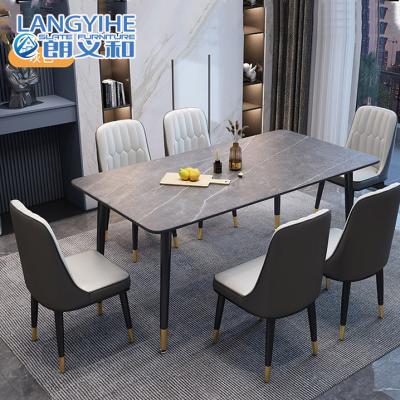 China Light Luxury Rock Board Rectangular Dining Table Marble Finishing Household for sale