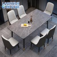 China Light Luxury Rock Board Rectangular Dining Table Marble Finishing Household for sale