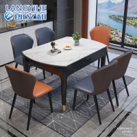 China Rock Slab Dining Retractable Folding Marble Table Rectangular for sale