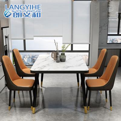 China Nordic Tempered Glass Marble Pattern Dining Table Household for sale