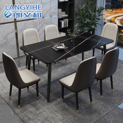 China Rock Slab Modern Minimalist Marble Dining Table Rectangular for sale