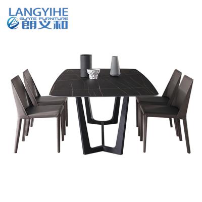 China 304SS Legs Rectangular Kitchen Dining Table Artificial Dali for sale