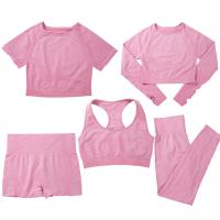 China Seamless Yoga Wear Suit Fitness Top Ladies Long Sleeve Sports High Waist pants Tight Hip Lift gym women's pants trousers for sale