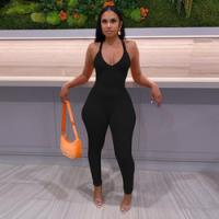 China Made in china new Wholesale Custom Unique Design Quality Cross shoulder straps Jumpsuit Fitness & Yoga Wear Training tracksuits for sale