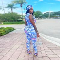 China New Arrival Printing Sleeveless and deep V-neck bodysuit customized slim fit women summer yoga jumpsuit Training tracksuits for sale