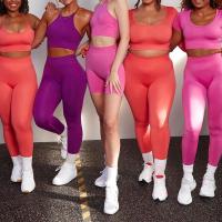 China Women's Sportswear Sports Gym Legging Seamless Fitness vest suspenders long sleeves Yoga Suit high waist pants Training Wear for sale