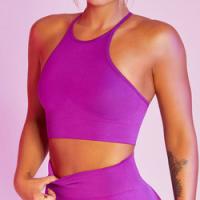 China Women's Sportswear Sports Gym Legging Seamless Fitness vest suspenders long sleeves Yoga Suit high waist pants Training Wear for sale