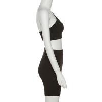 China Summer New Arrival Sexy Women one shoulder Hollow out Yoga sets crop top and Casual shorts 2-Piece Training clothes gym wear for sale