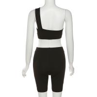 China Summer New Arrival Sexy Women one shoulder Hollow out Yoga sets crop top and Casual shorts 2-Piece Training clothes gym wear for sale