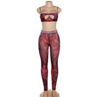 China 2022 Summer new Fitness Workout Apparel Custom Spaghetti straps Printing Yoga 2 Pieces Training Wear Yoga leggings for sale