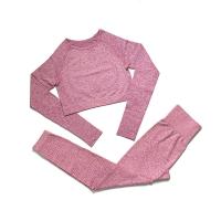 China Wholesale solid color gym wear 2 Piece running high waist Sports Suit Fitness women's pants trousers in stock for sale