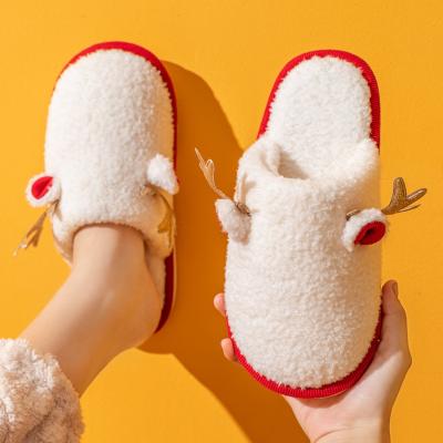 China couple Christmas deer cute Home Slippers Warm house Shoes Women Indoor Slippers Slip-On Bedroom House ladies shoes for sale