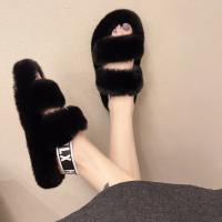 China Hot sale Women fluffy Slippers Ladies Cute Plush Sandals ladies Fur Slippers Winter Warm flat sole house shoes for sale