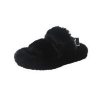China Hot sale Women fluffy Slippers Ladies Cute Plush Sandals ladies Fur Slippers Winter Warm flat sole house shoes for sale