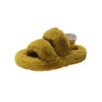 China Hot sale Women fluffy Slippers Ladies Cute Plush Sandals ladies Fur Slippers Winter Warm flat sole house shoes for sale