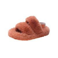 China Hot sale Women fluffy Slippers Ladies Cute Plush Sandals ladies Fur Slippers Winter Warm flat sole house shoes for sale