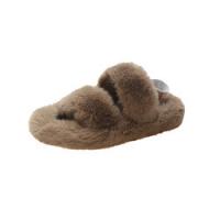 China Hot sale Women fluffy Slippers Ladies Cute Plush Sandals ladies Fur Slippers Winter Warm flat sole house shoes for sale