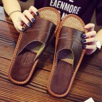 China Breathable Waterproof  Men Cozy Slippers Indoor Linen Summer Non Slip for sale