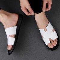 China Flat  Solid Color Men Slippers Upper Breathable Home Slippers for sale