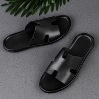 China Flat  Solid Color Men Slippers Upper Breathable Home Slippers for sale