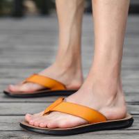 China Wholesale 2022 new design summer beach sandals men cork sole solid color flip flop Men slippers in stock for sale